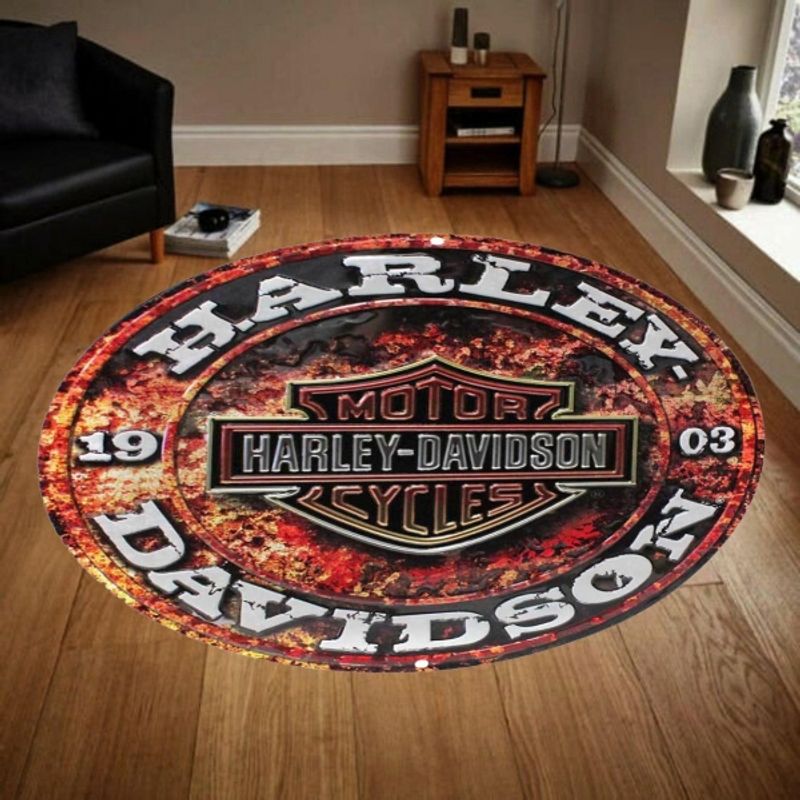 Harley Davidson Motorcycle Round Rug NAGA23