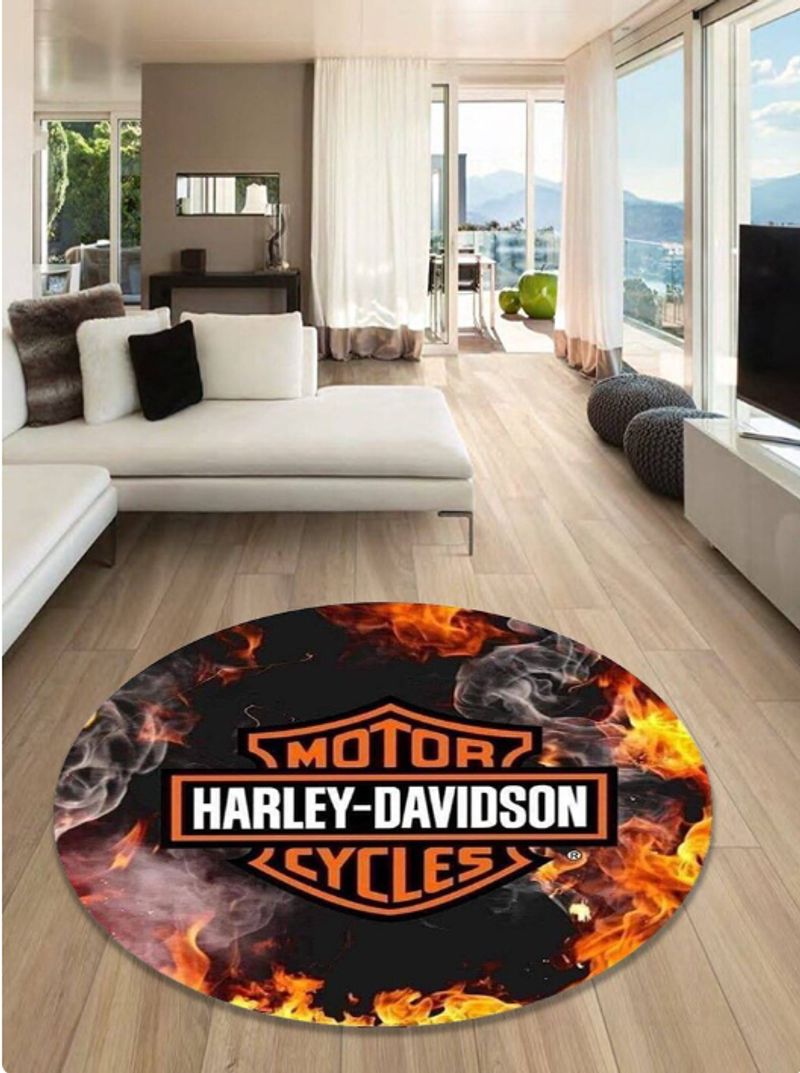 Harley Davidson Motorcycle Round Rug NAGA118