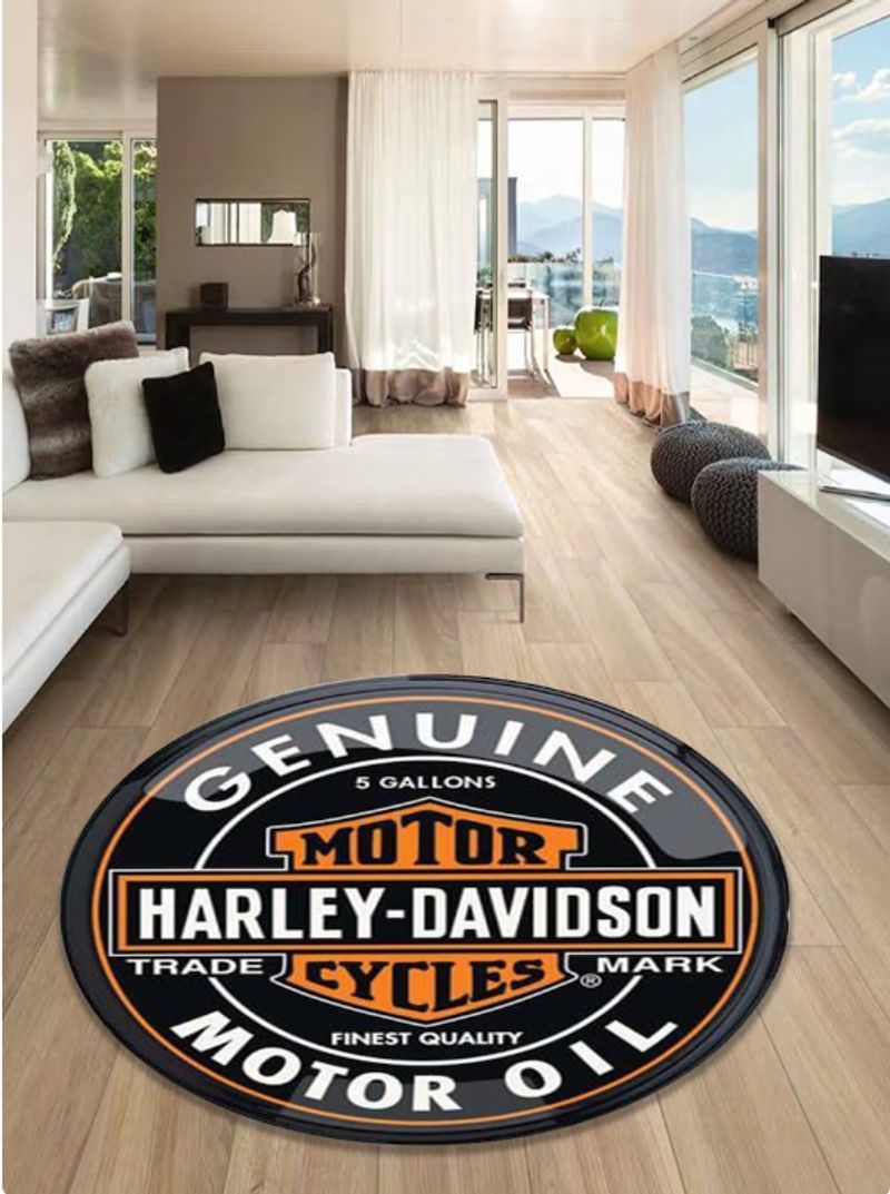 Harley Davidson Motorcycle Round Rug NAGA123