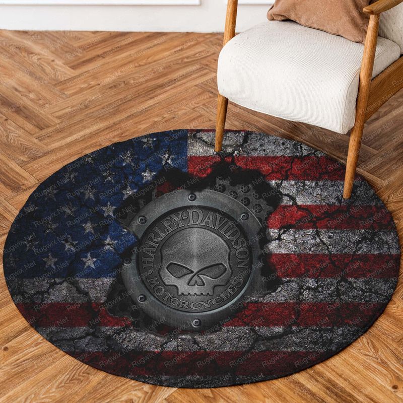 Harley Davidson Motorcycle Round Rug NABB82C