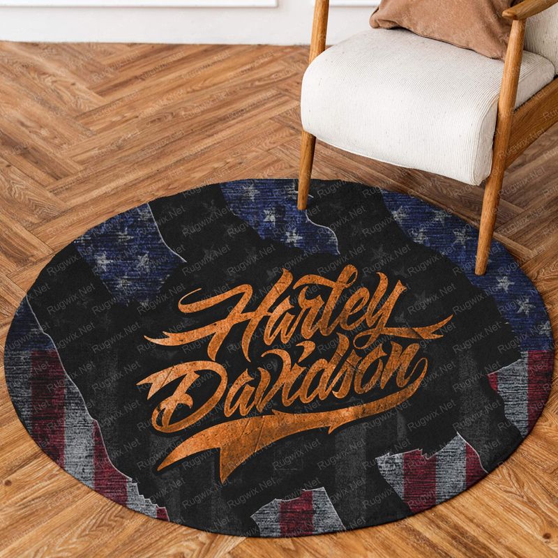 Harley Davidson Motorcycle Round Rug NABB83C