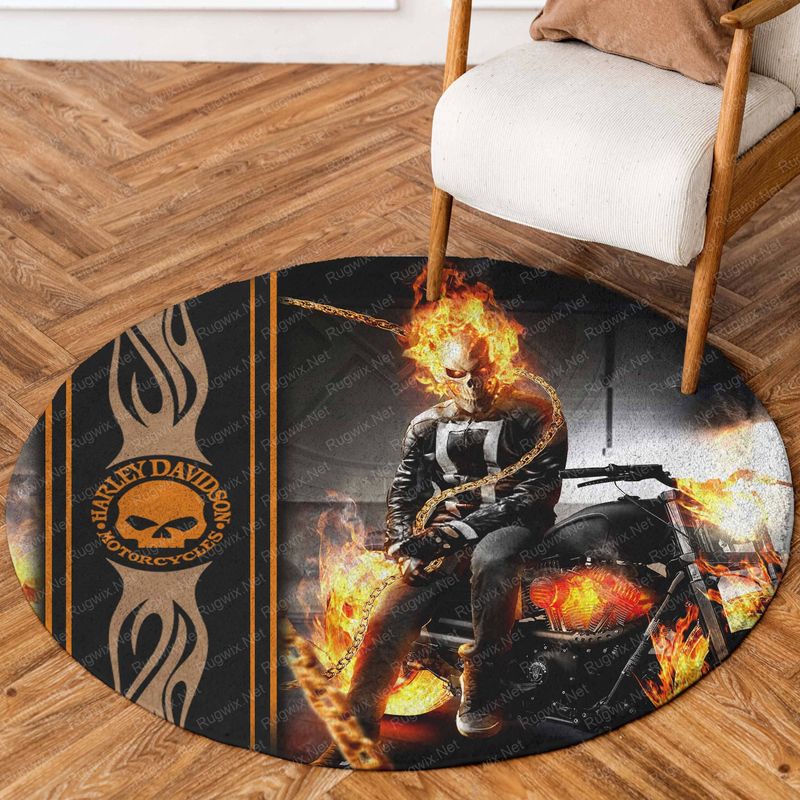 Harley Davidson Motorcycle Round Rug NABH28S
