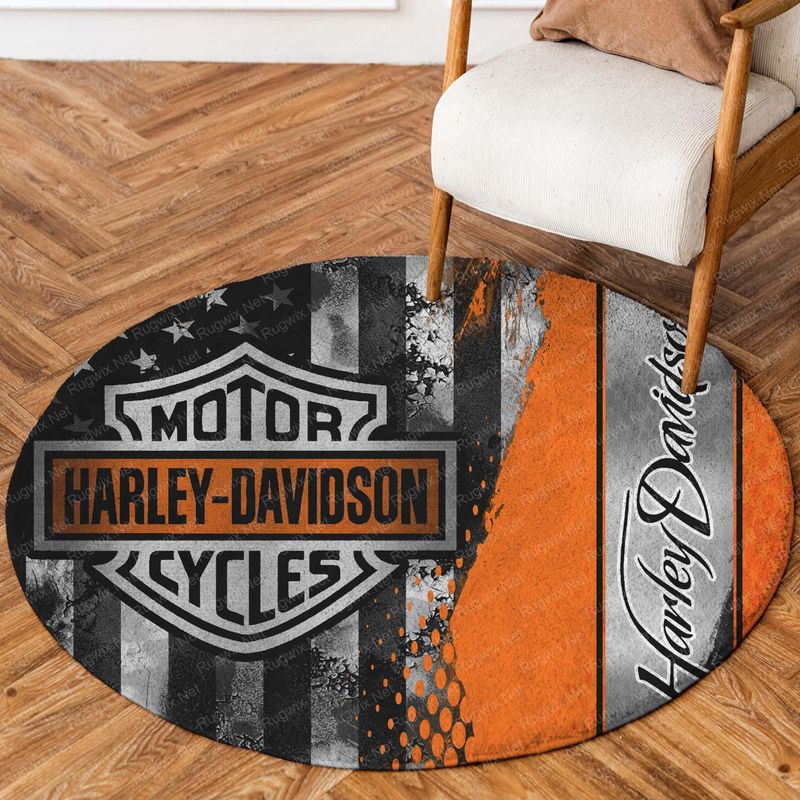 Harley Davidson Motorcycle Round Rug NABH38S