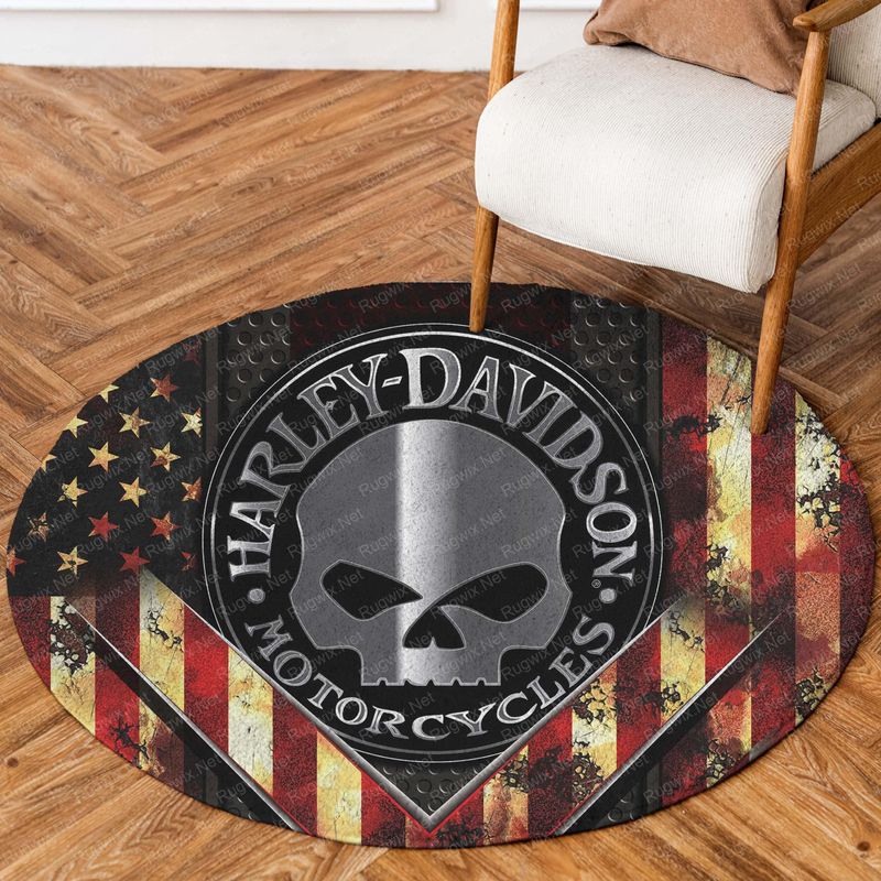 Harley Davidson Motorcycle Round Rug NABH43S