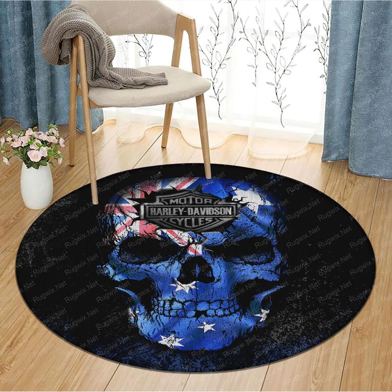 Harley Davidson Motorcycle Australia Flag Round Rug NABH135D