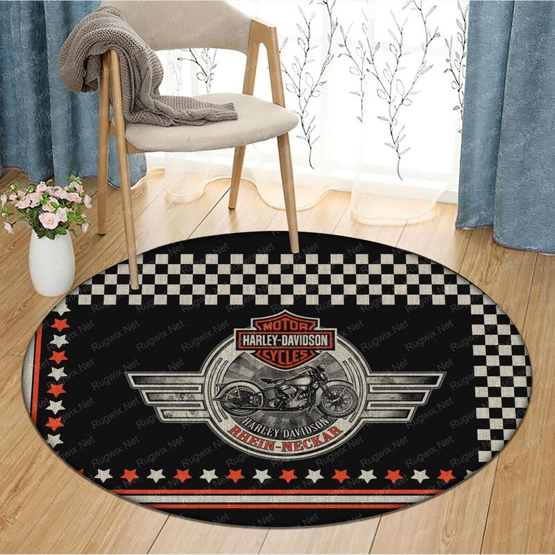 Harley Davidson Motorcycle Round Rug NABH147D