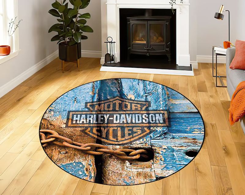 Harley Davidson Motorcycle Round Rug NABU244S