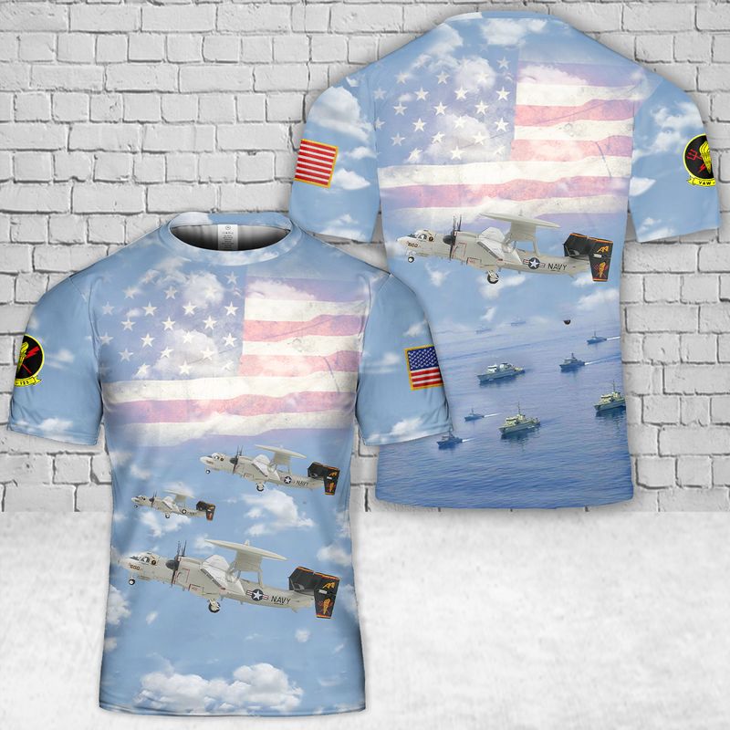 BBTT0508BC10 U.S Navy VAW-125 Tigertails E-2D T-Shirt 3D