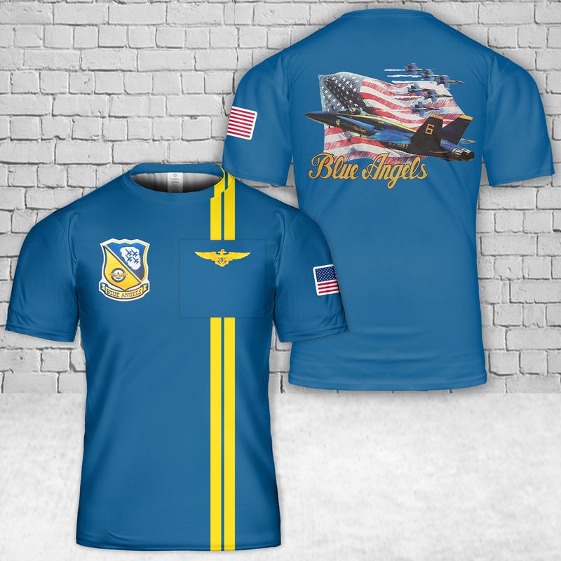 Custom Name U.S. Navy Blue Angels T-Shirt 3D DLTT1208BG