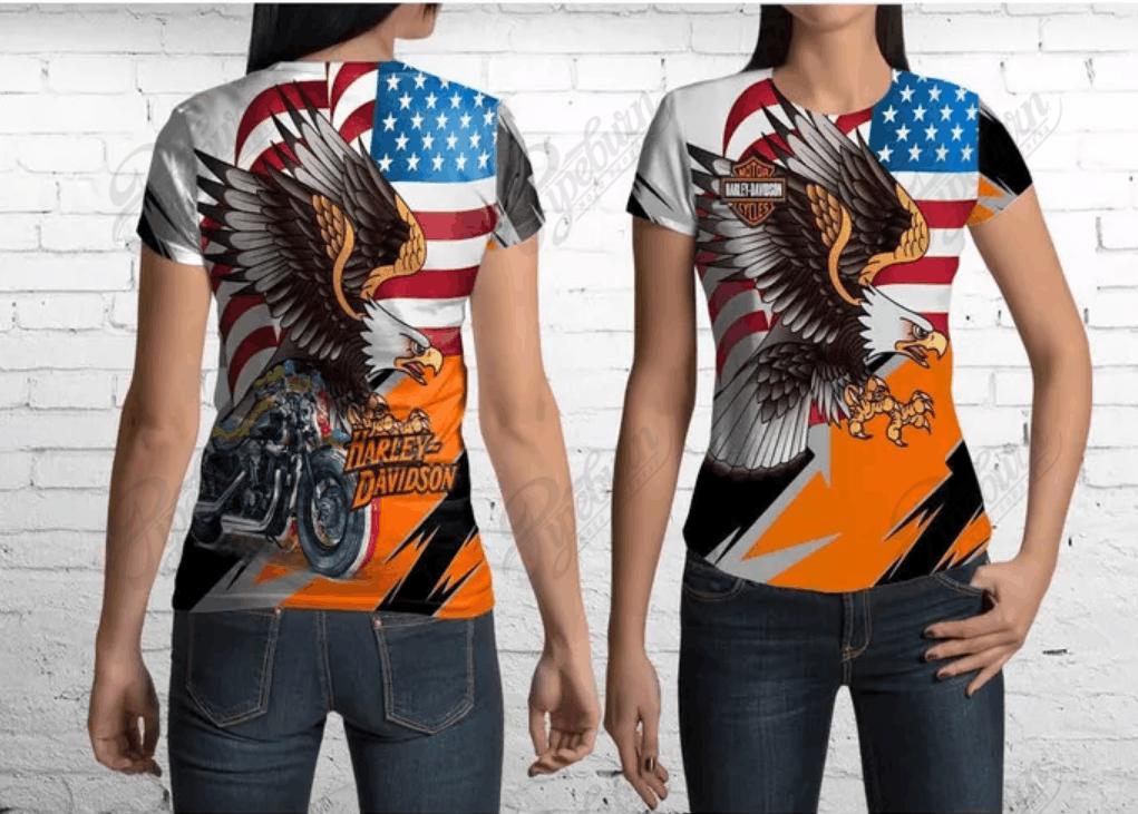 Stocktee Harley Davidson American Flag Limited Edition Men's and Women ...