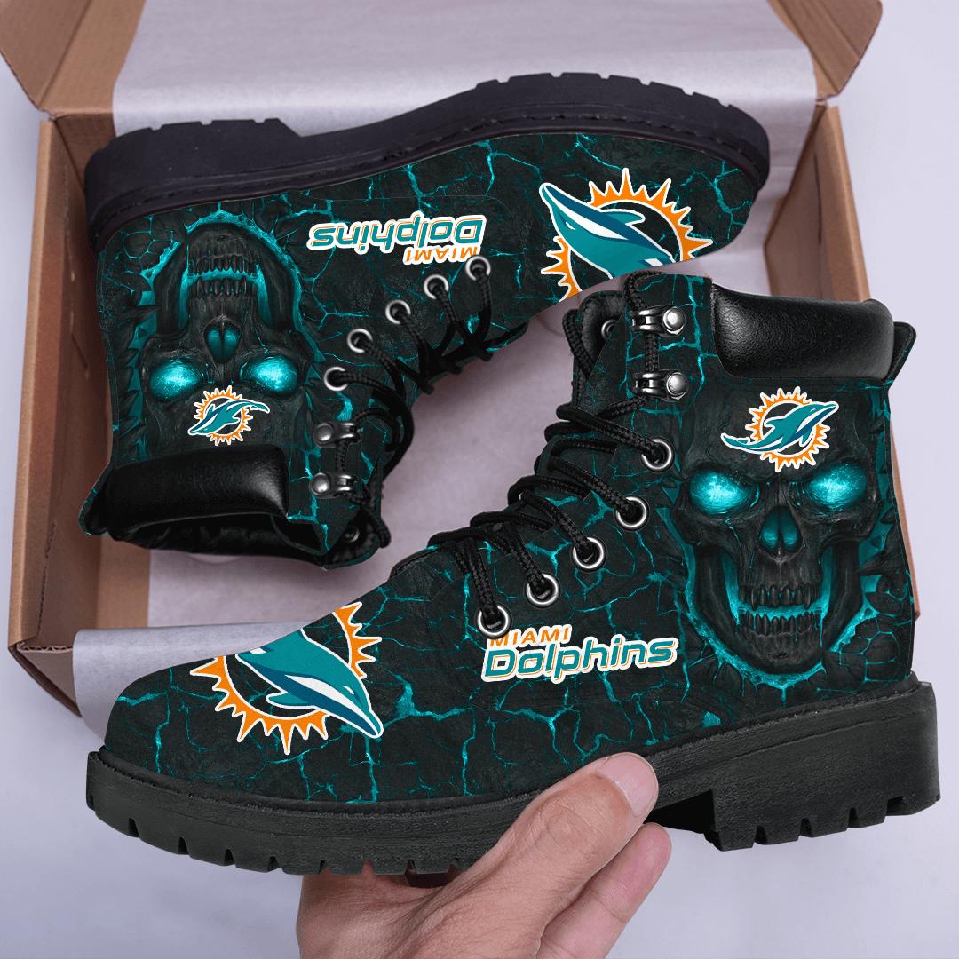 Miami Dolphins NFL Limited Edition Black Sole And Shoelaces Boots POD ...