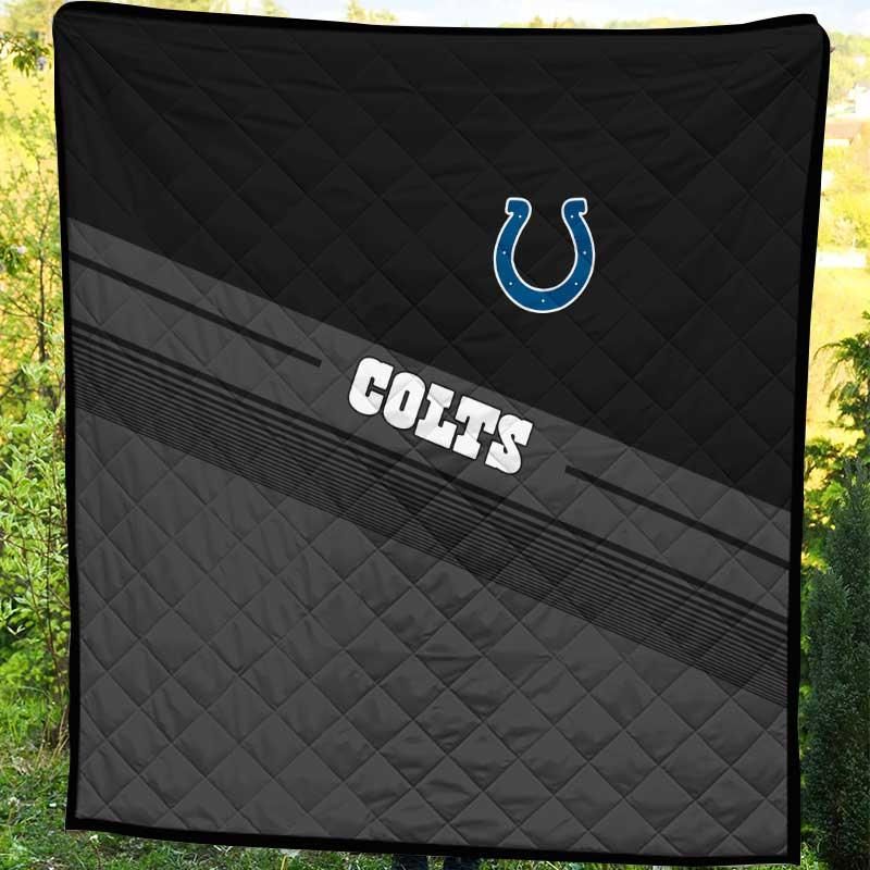 Stocktee Indianapolis Colts Logo Premium Full Black Quilt Blanket Size ...