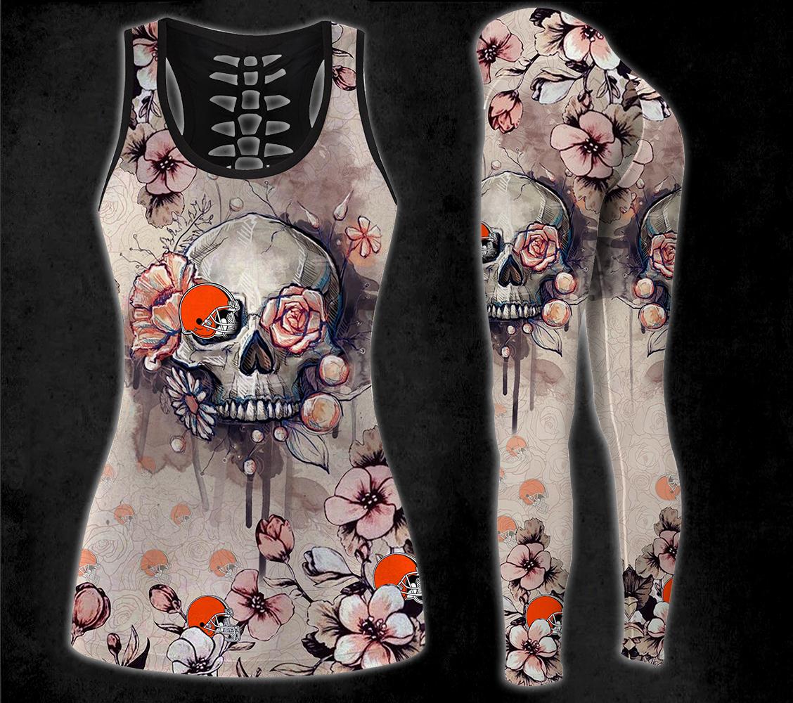 Stocktee Cleveland Browns Skull Flower Limited Edition Women's All Over ...