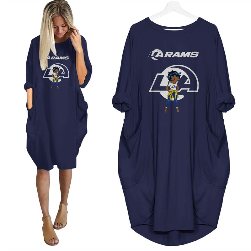 Stocktee Los Angeles Rams Betty Boop Loose Casual Batwing Dress 6 ...