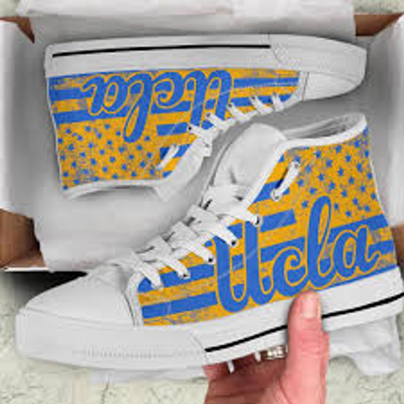 Stocktee UCLA Bruins White Sole and Shoelaces Canvas High Top Shoes