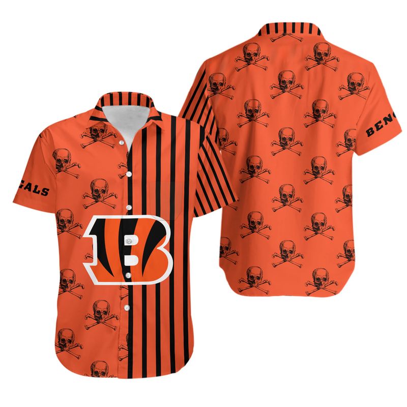 Stocktee Cincinnati Bengals Stripes and Skull Limited Edition Hawaiian ...