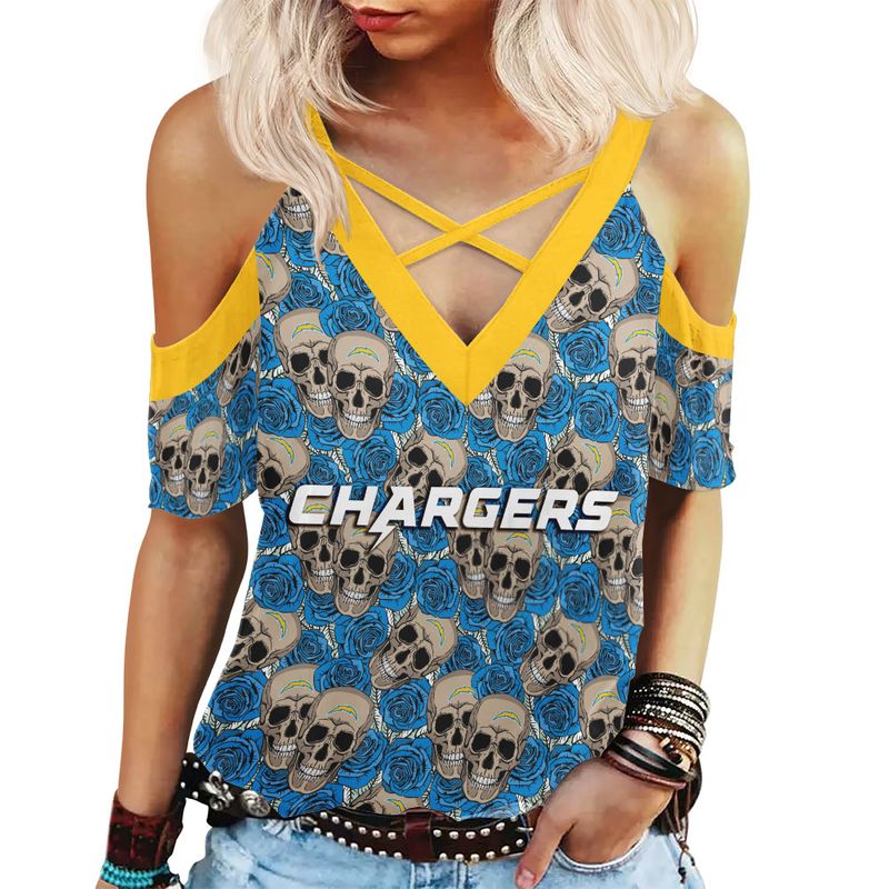 Stocktee Los Angeles Chargers Roses And Skull Pattern Limited Edition ...