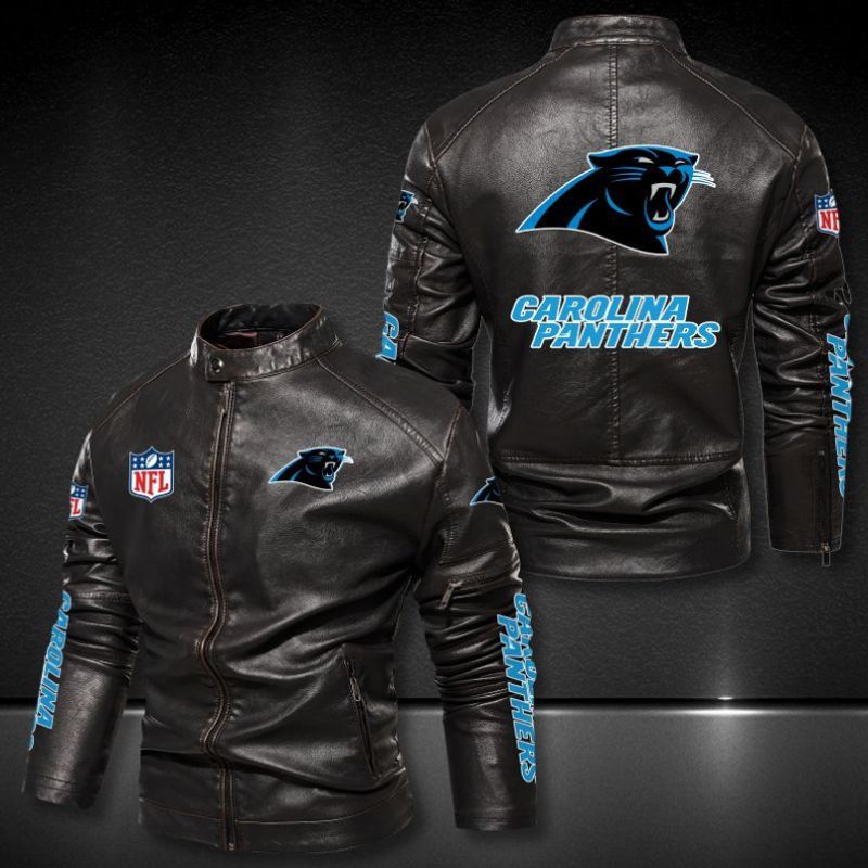 Stocktee Carolina Panthers Limited Edition Leather Jacket Moto Sizes S-4XL