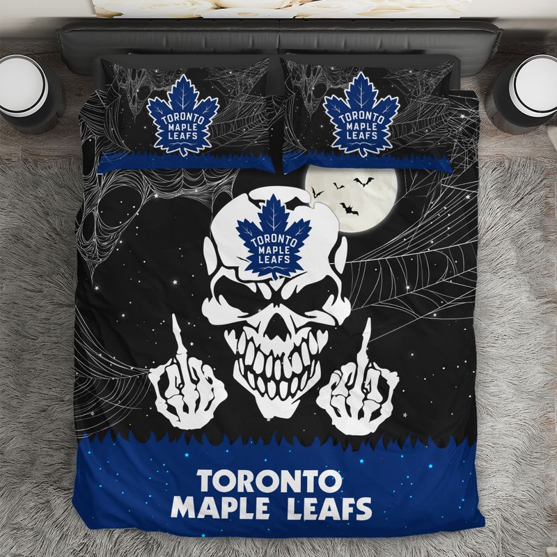 Stocktee Toronto Maple Leafs Skull and Middle Fingers Pattern Halloween ...