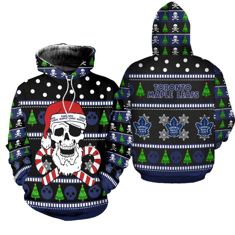 Stocktee Toronto Maple Leafs Christmas Santa Skull Patterns All Over ...
