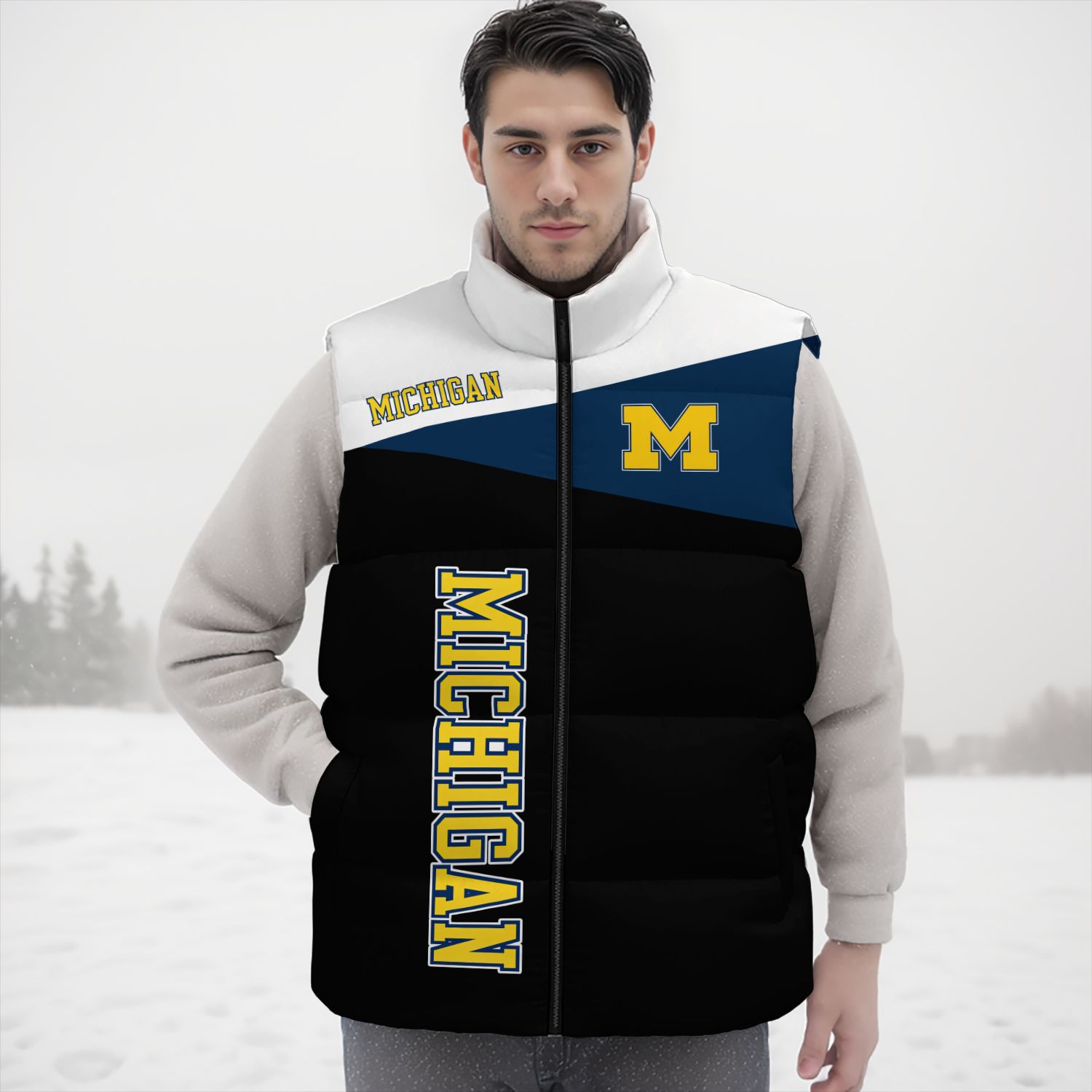 Michigan Wolverines Team Color All-Over Print Unisex Sizes Down Vest ...